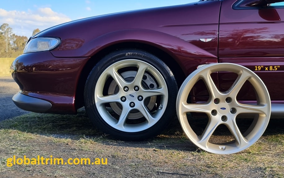 Ford EL GT 19" x 8.5" Gold Alloy Wheel Set of 4 includes nuts and cent ...