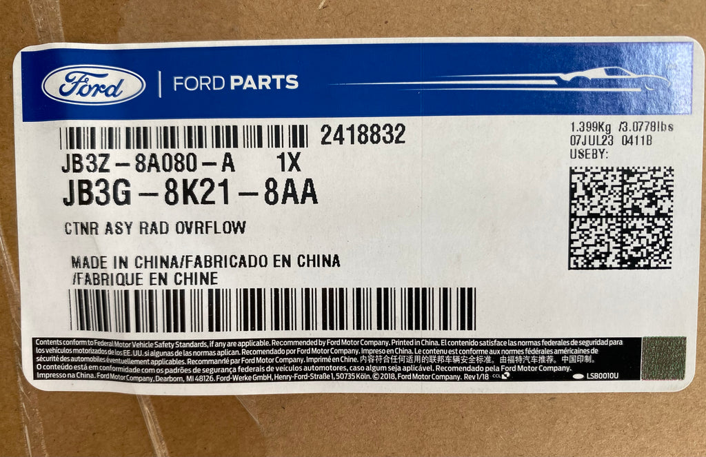 FORD RANGER RADIATOR OVERFLOW HEADER COOLANT TANK JB3Z8A080A NEW OLD S ...