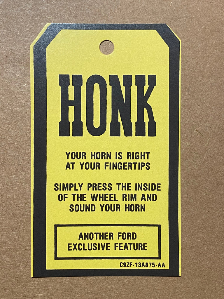 FORD HONK TAG DECAL C9ZF-13A875-AA RIMBLOW STEERING WHEEL HORN INSTRUC ...